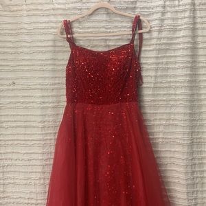 Dresses | Never Worn Ruby Red Prom Dress With A Lace Up Back | Poshmark